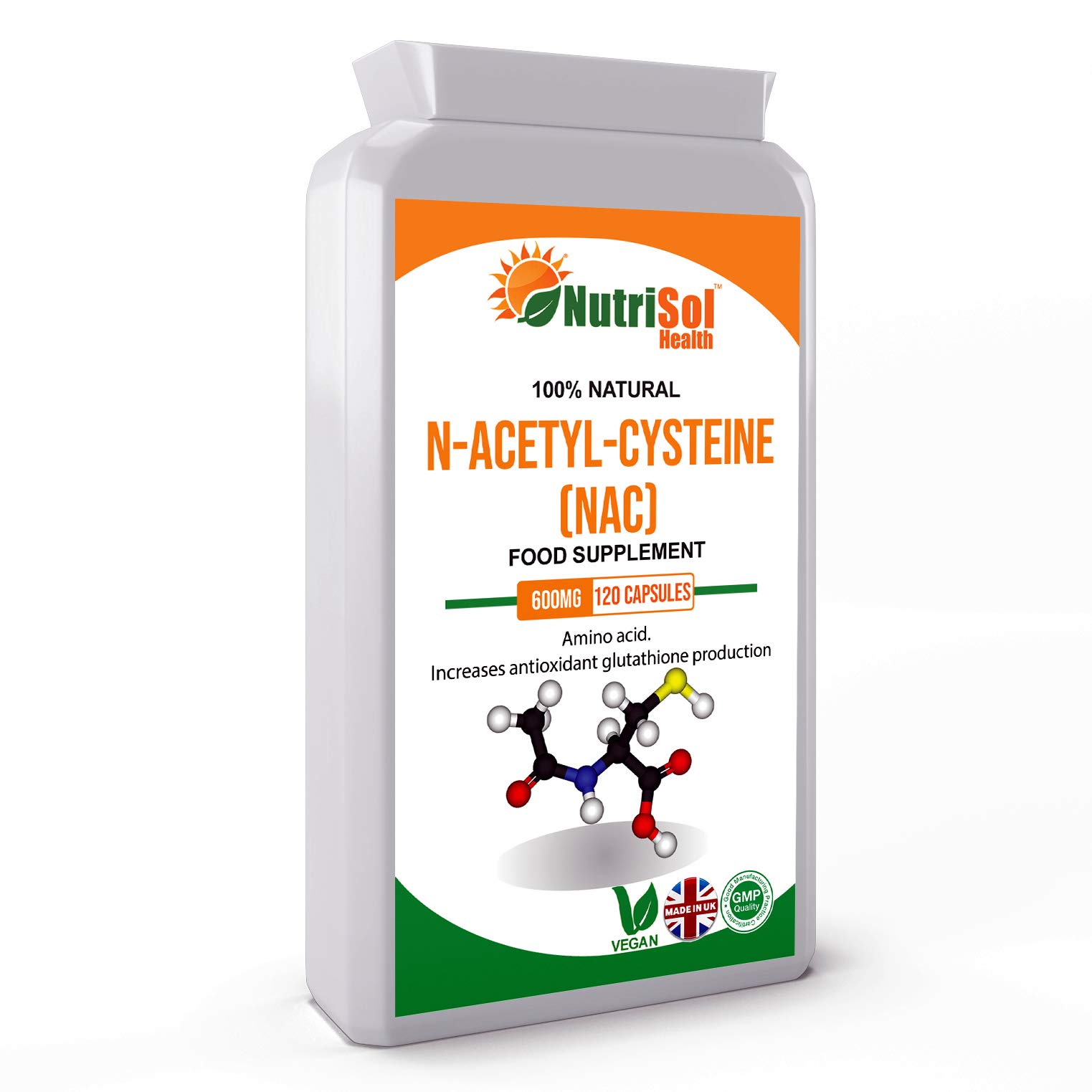 Buy NutriSol Health NAC - N-Acetyl-Cysteine 600mg 120 Capsules | Amino ...