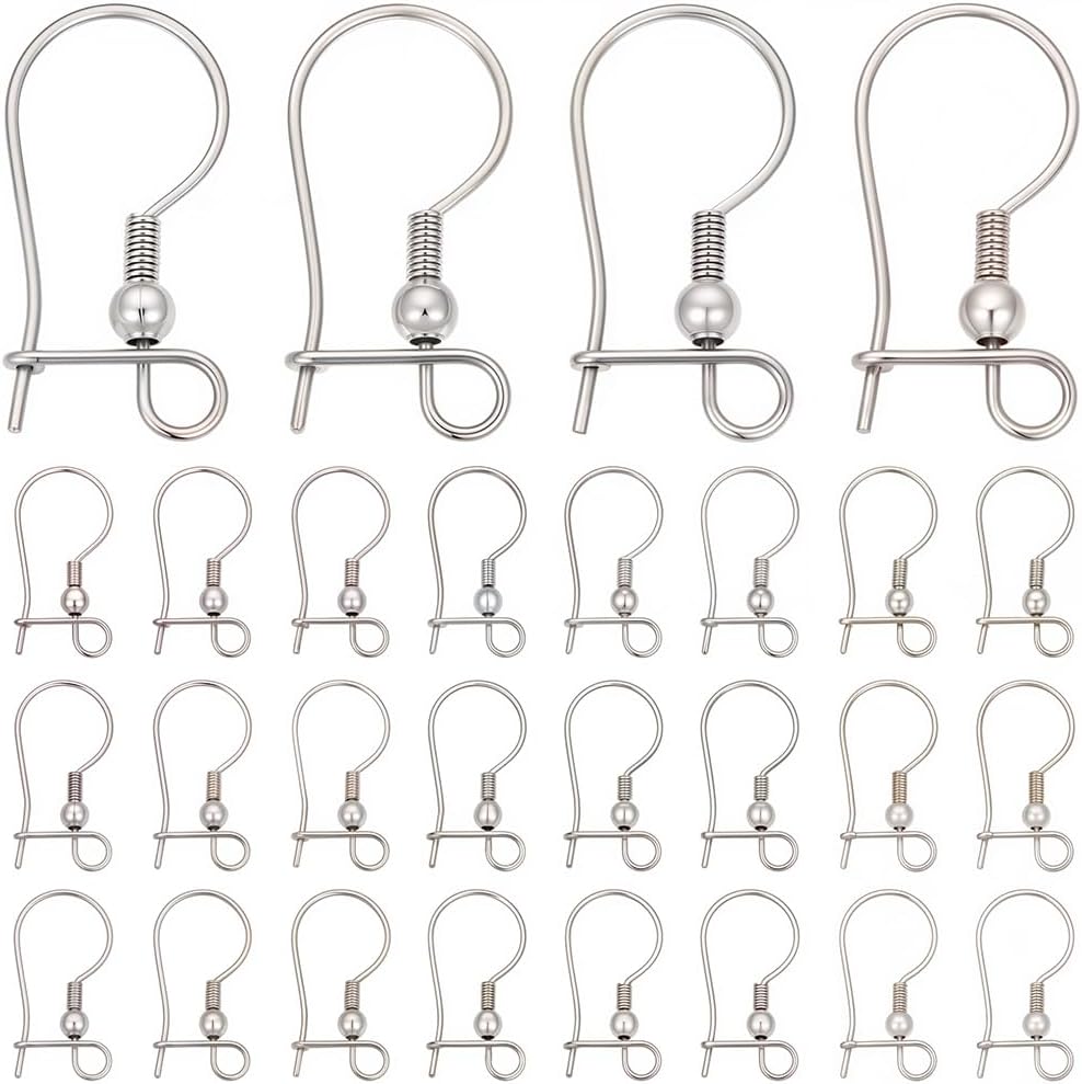 Amazon.com: SUNNYCLUE 1 Box 100Pcs Silver Ear Wire Hooks Kidney Earring ...