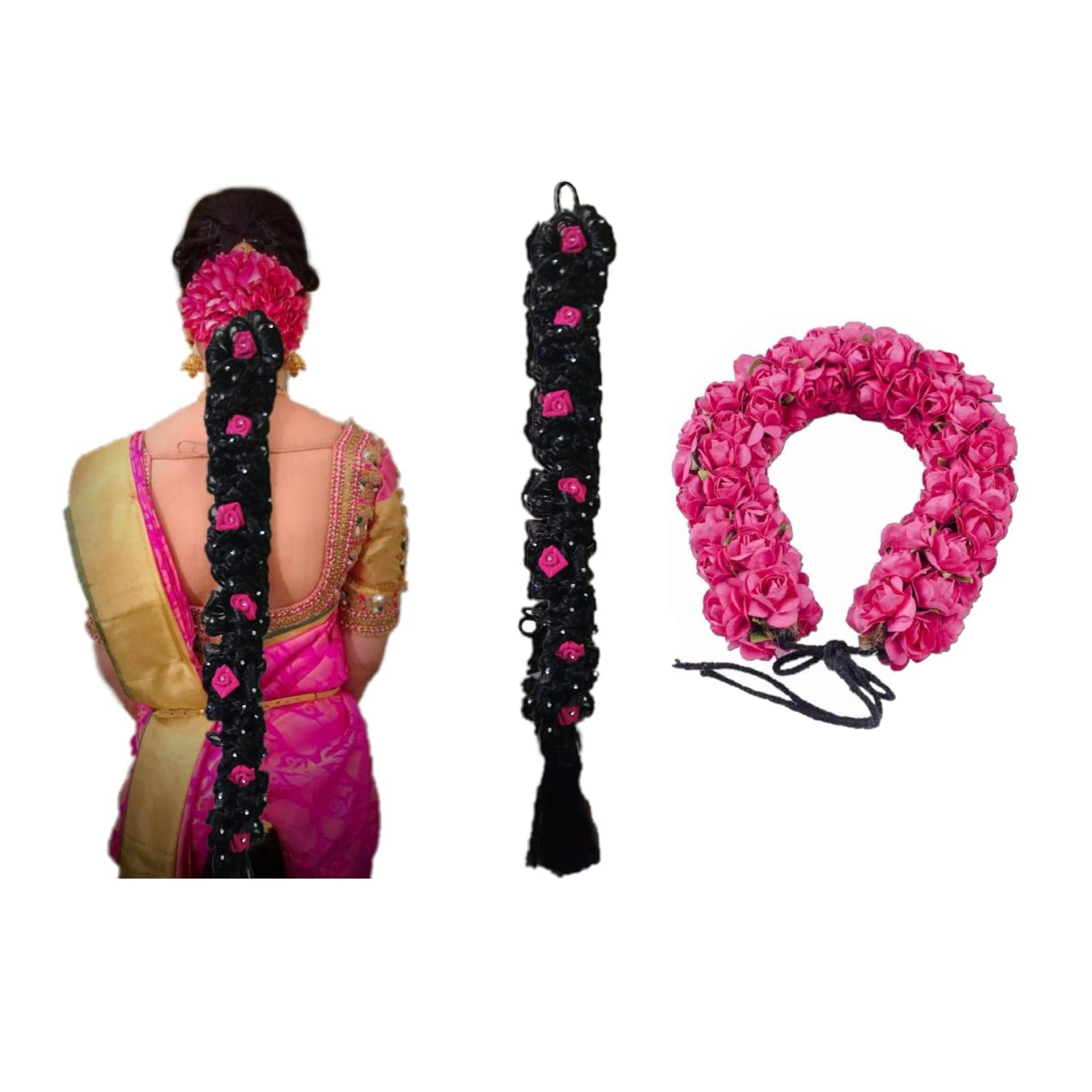 Bharatanatyam Savaram & Kunjalam Kemp Ready Jada Set Hair Accessories ...