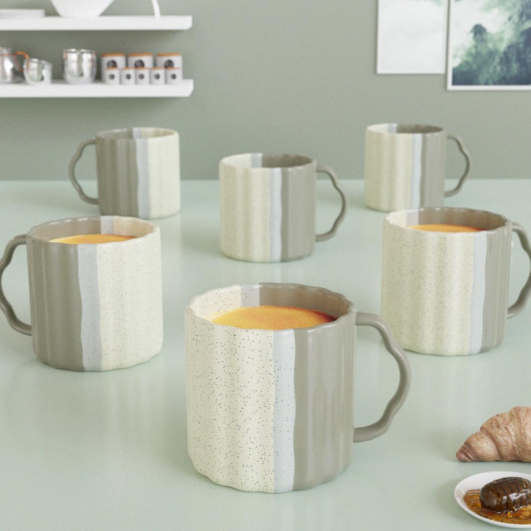 The Earth Store Tritone Grey Frontier Tea Cup Set of 6-200ml Each ...