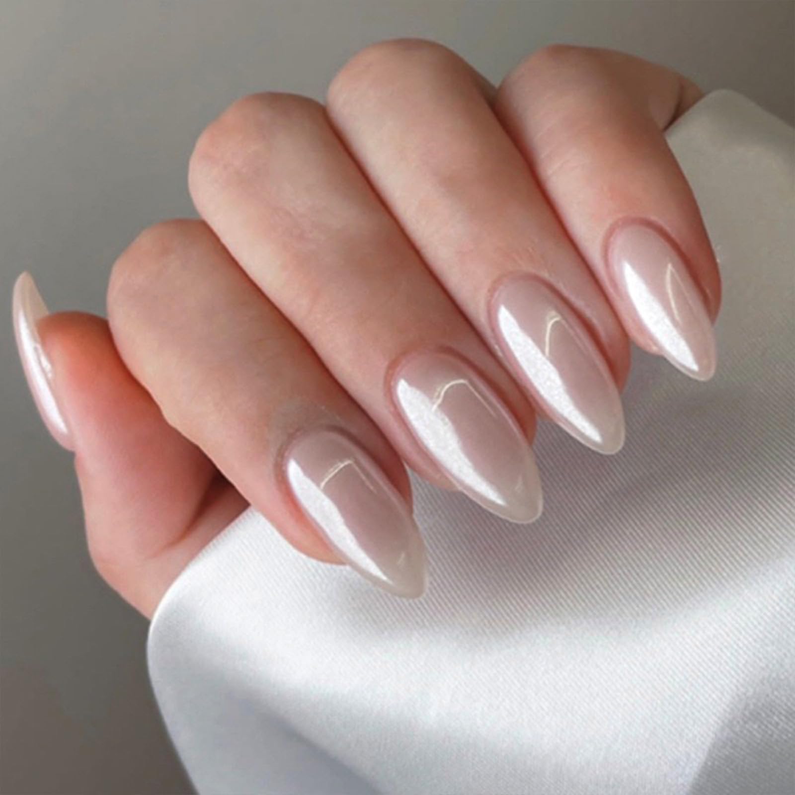 Amazon.com: White Press on Nails Medium Almond Fake Nails with Designs ...