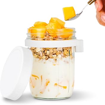 Amazon.com: GUEQUITLEX Overnight Oats containers with lids and Spoon 12 oz Overnight Oats Jars ...