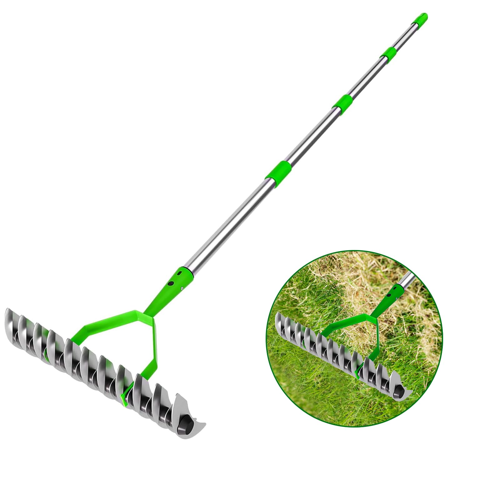 Amazon.com : 67Inch Thatch Rake for Lawns, Adjustable Lawn Dethatcher ...