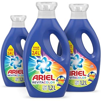 Ariel Revitacolor Detergente Liquido, 3 Unidades de 1.2L c/u, Total 3.6 ...