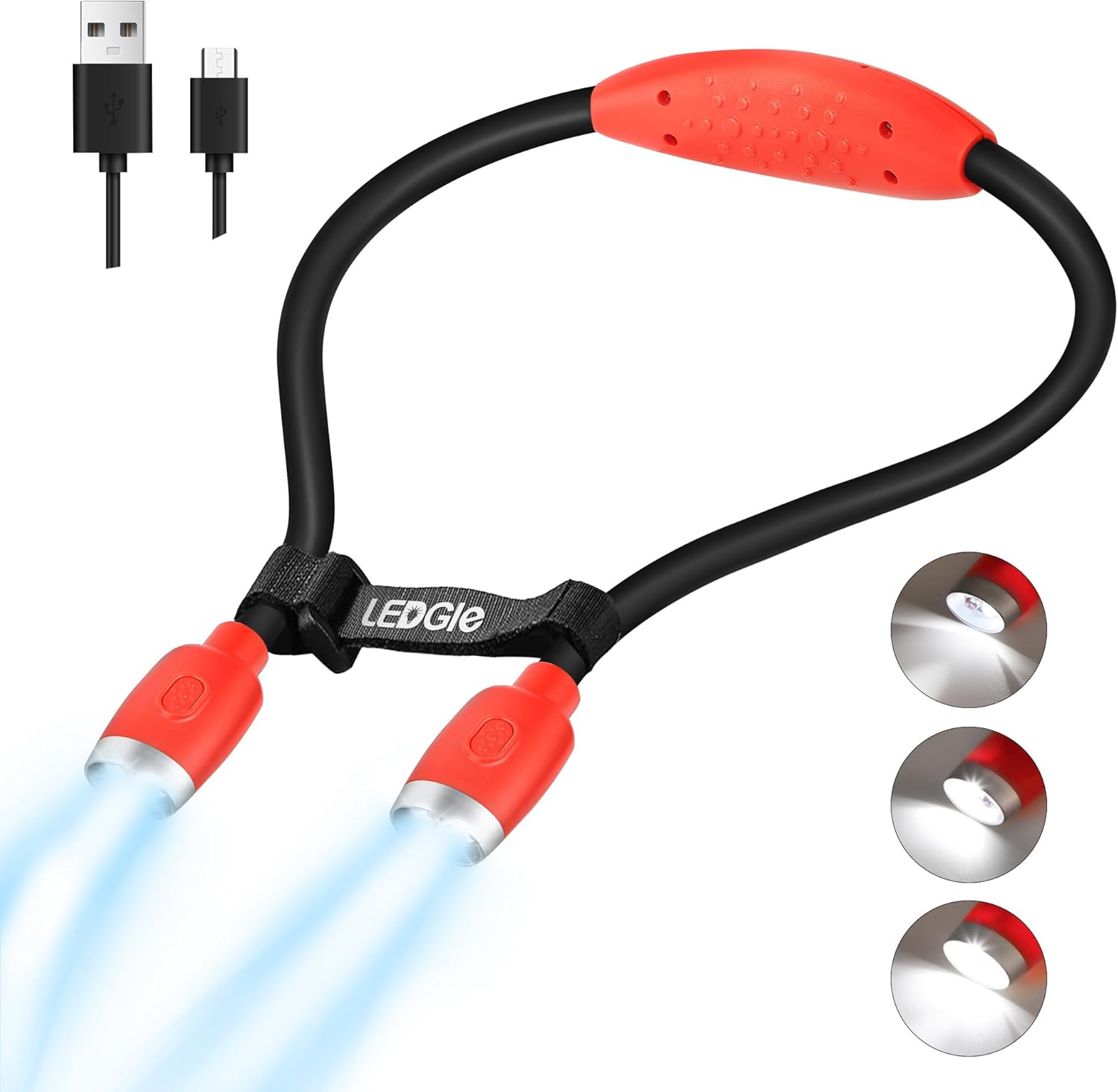 LEDGLE Neck Light LED Hug Light, Reading Lamp Rechargeable Neck Book ...