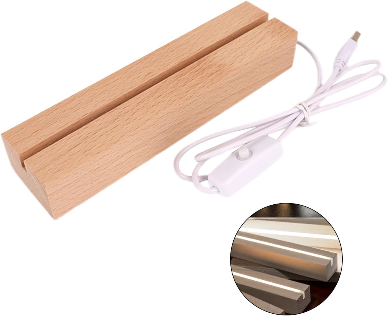 Amazon.com: LED Wood Display Base Crystal Wooden Lighted Base Stand ...