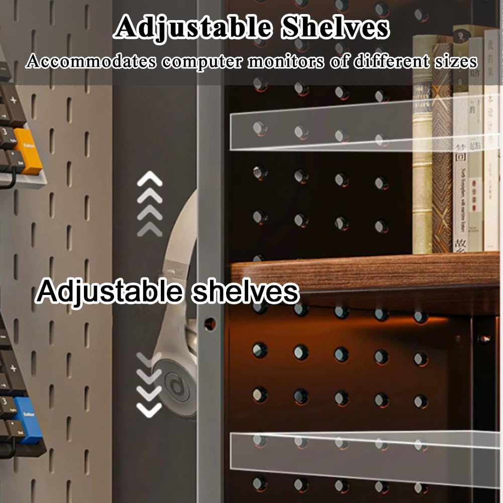 College Dorm Organizer With Pegboard - Adjustable Computer Monitor ...