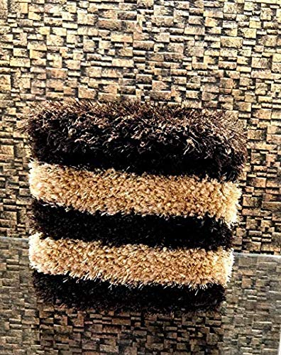 DN Laying Style Shaggy Puff Muda Brown(Rectangle) Stool 13"x13" : Amazon.in
