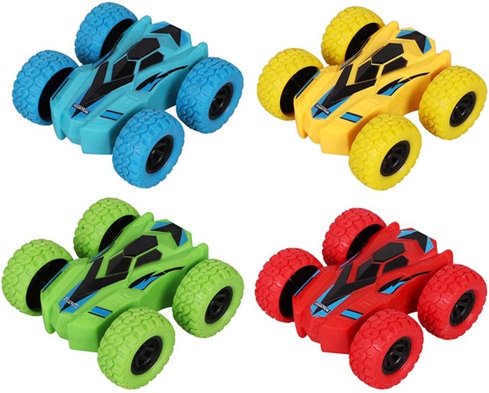 Amazon.com: 4 Pieces Pull Back Cars Toys, 360° Rotation Friction ...