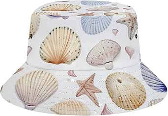 Bucket Hat Summer Travel Beach Sun Hat Nautical Watercolor Beach ...