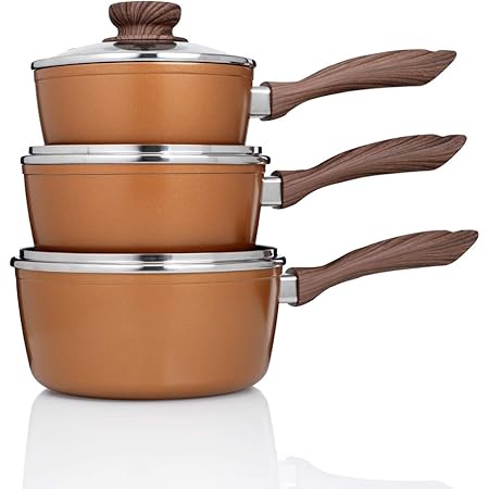 JML Copper Stone Frying Pan Non-Stick & Hard Wearing with Wood Effect ...