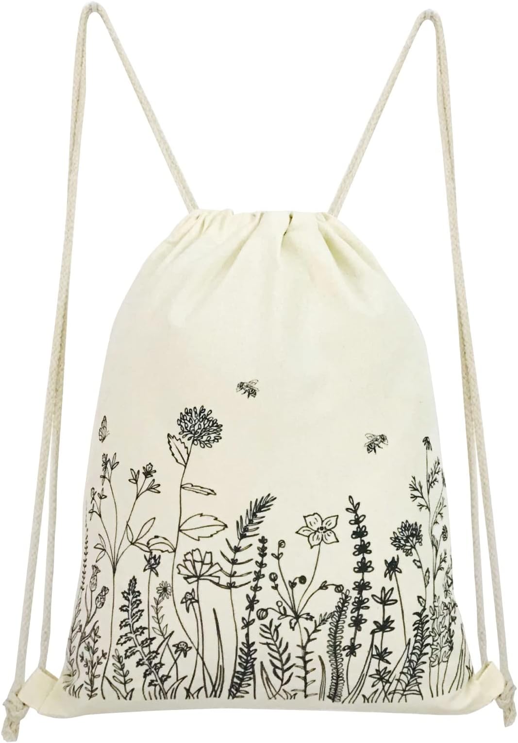 Amazon.com | TBF Cotton Canvas Drawstring Backpack with Zippered Front ...