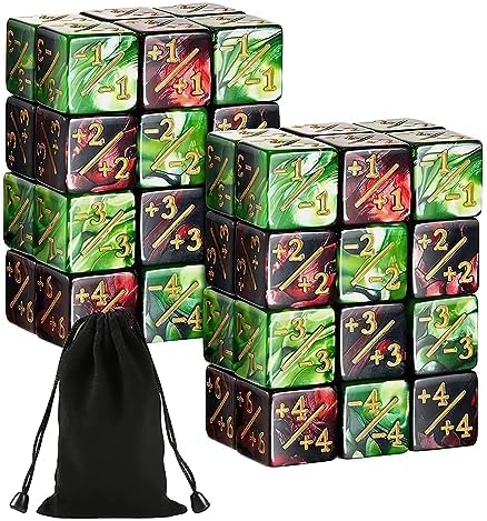 Dice Counters,12 PCS Token Dice D6 Loyalty Dice Set White +1/+1 & Black ...