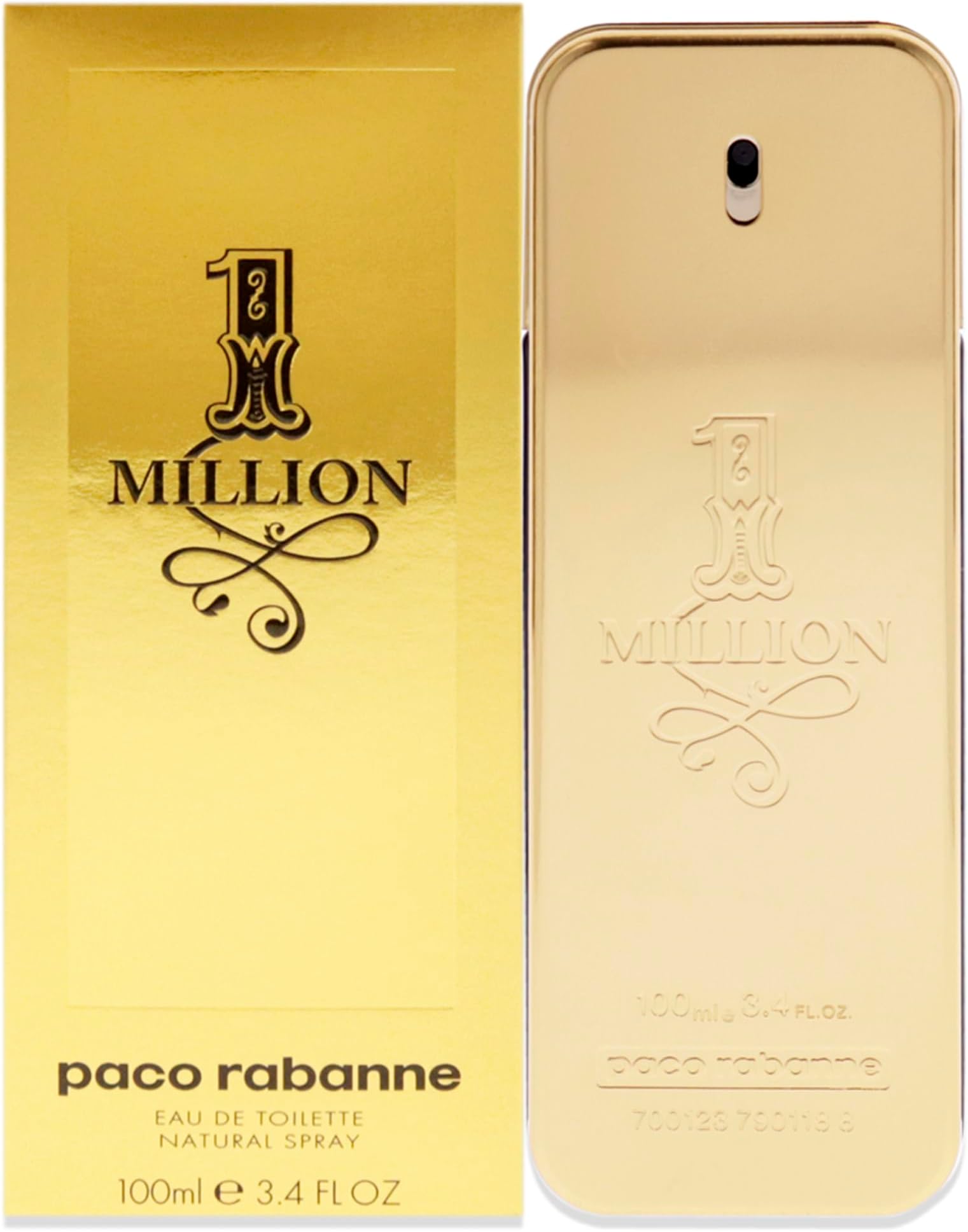 Amazon.com : Paco Rabanne 1 Million for Men Eau de Toilette Spray, 3.4 ...