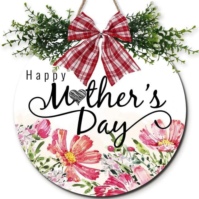 Amazon.com: Ymaotrade Happy Mother's Day Door Sign, Flower Welcome ...