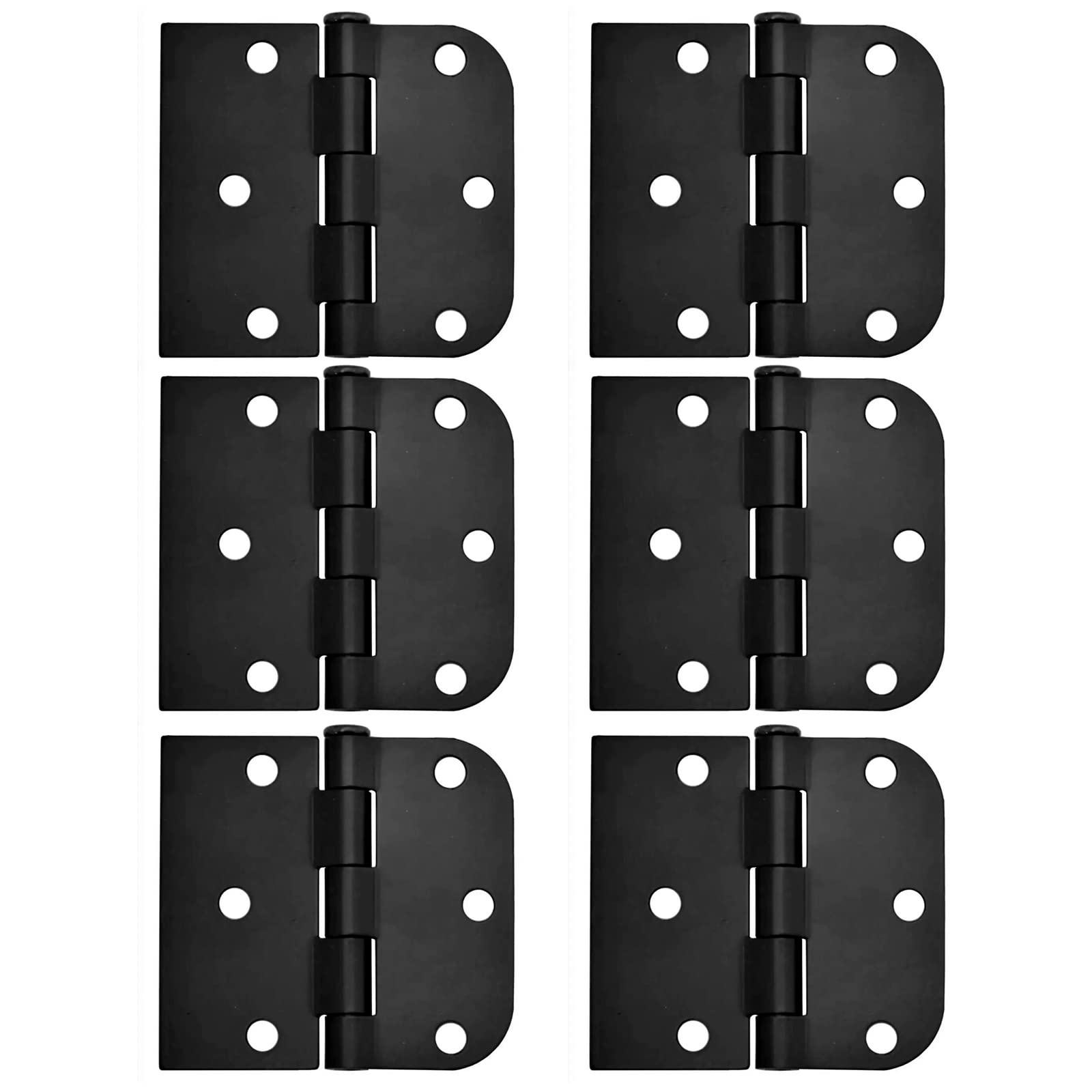 Zion Round & Square Matte Black Hinges - Bundles (6 Pack), Hinges ...