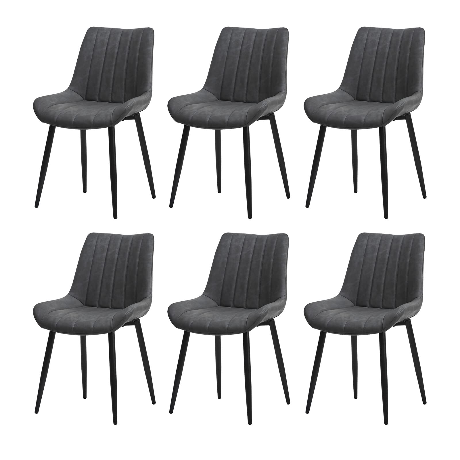 Buy TUKAILAi Faux Leather Dining Chairs Set of 6, Modern Linear Design ...