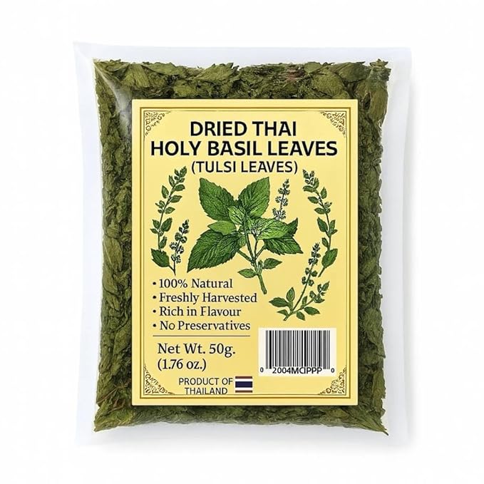 Amazon.com : Premium Dried Holy Basil (Tulsi) Leaves – Aromatic Thai ...