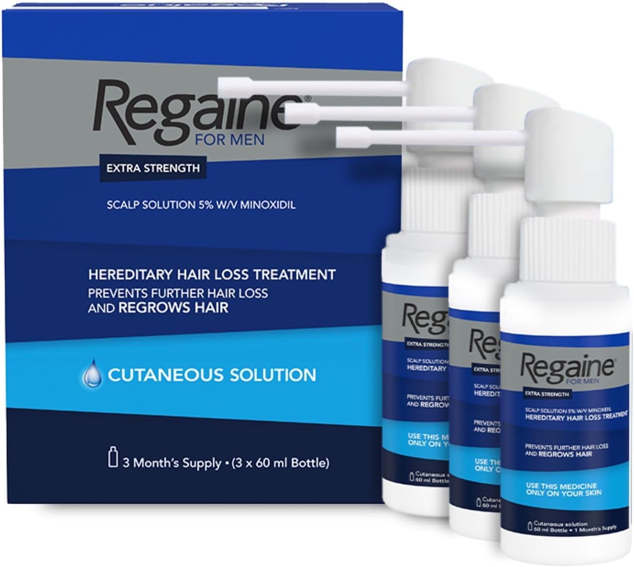 Regaine for Men Extra Strength Scalp Solution for Hair Regrowth (3x ...