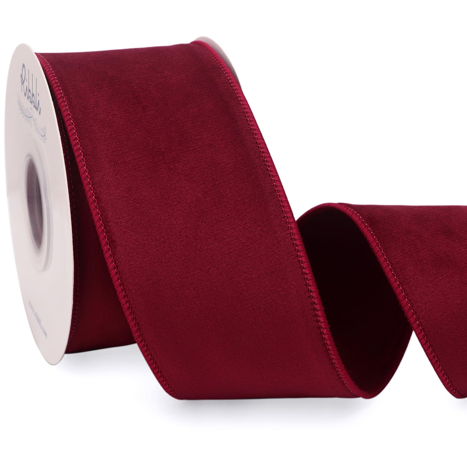 Amazon.com: Ribbli Dark Red Velvet Wired Ribbon with Dupioni 2.5 Inch ...