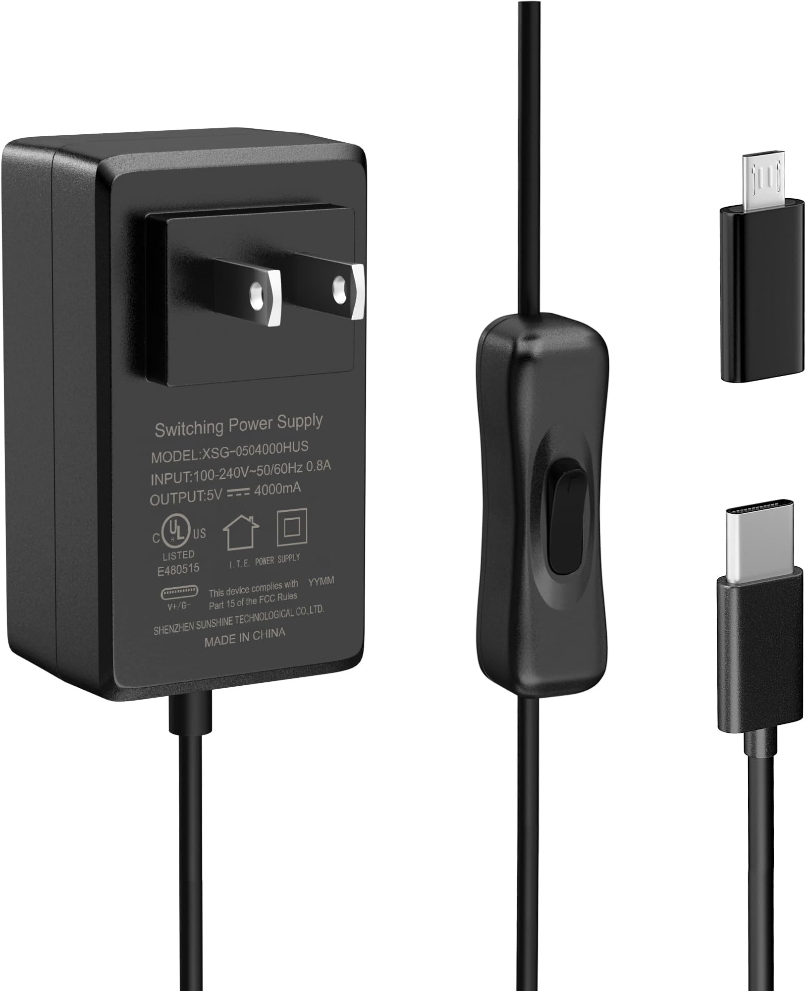 Amazon.com: Smraza 5.1V 3A Power Supply Compatible with Raspberry Pi 4 ...