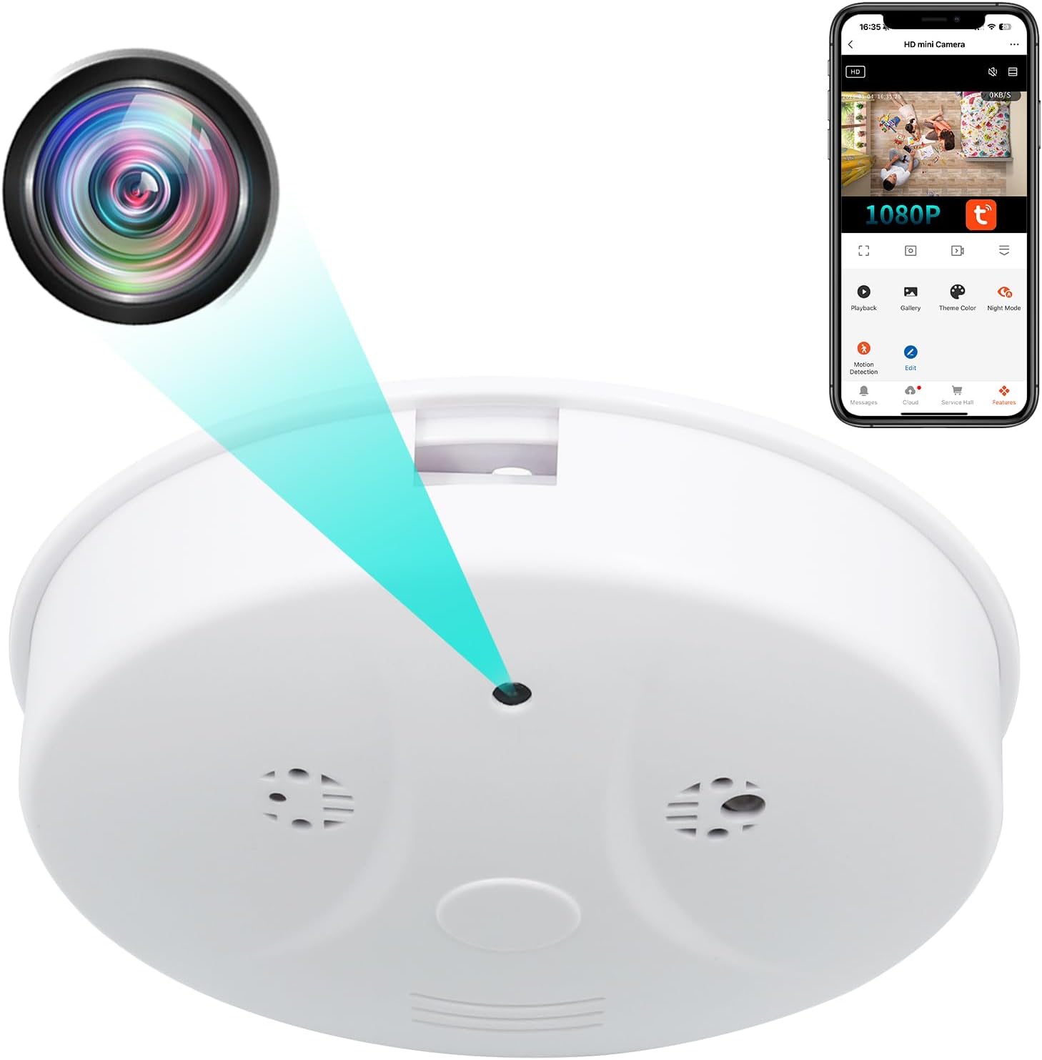 Amazon.com : eovas Smoke Detector Camera Wireless HD 1080P Indoor ...