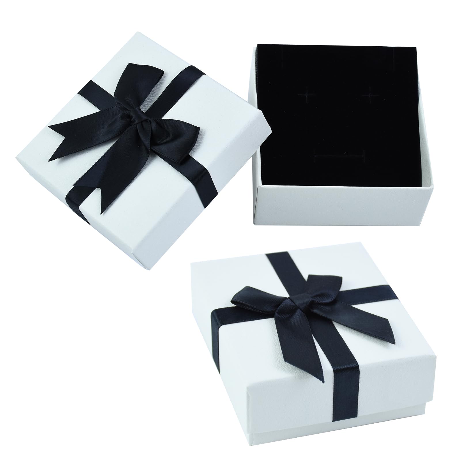 2Pcs Small Gift Boxes White Jewellery Gift Box with Lids Ring Earring ...
