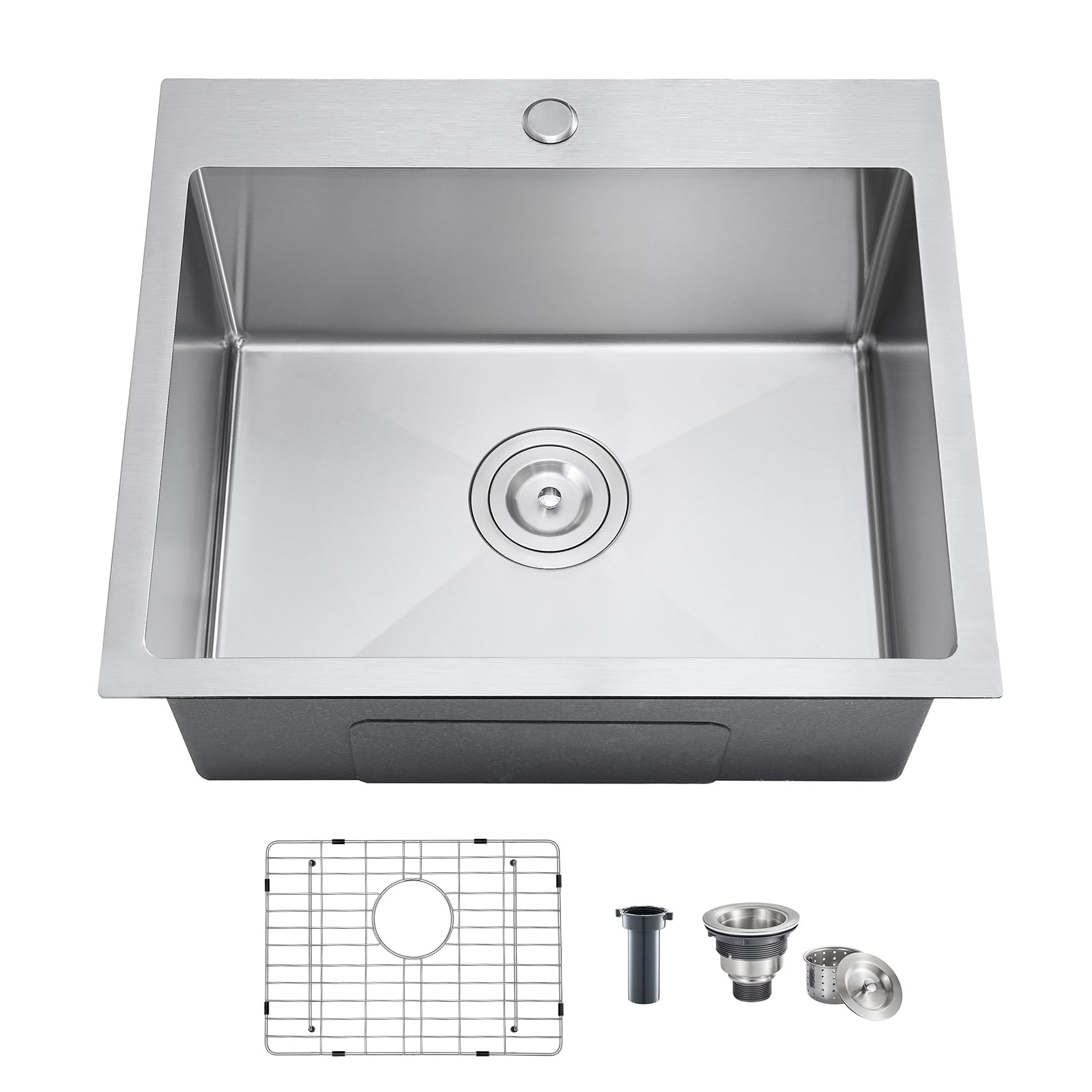 KINKIB 20 inch Drop-in Kitchen Sink Single Bowl, Small Topmount Kitchen ...