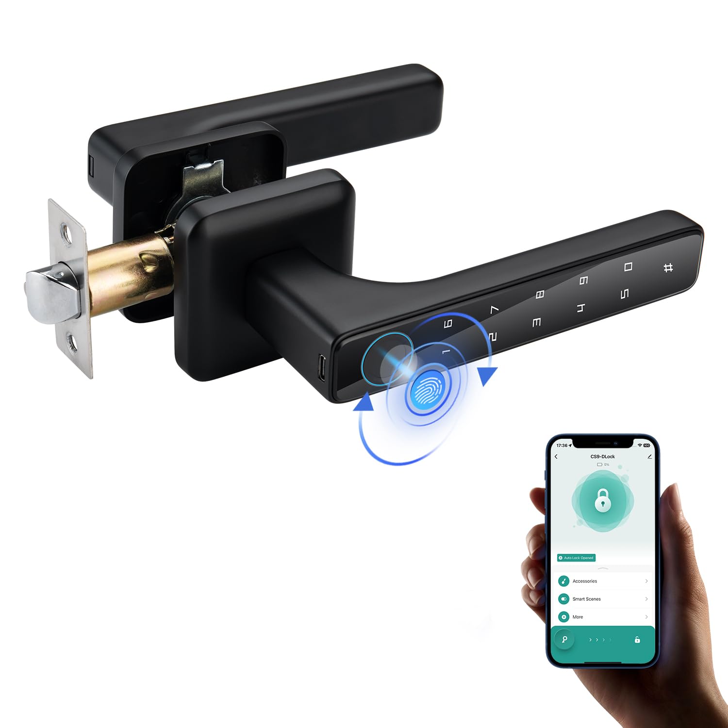 LKUWEE Smart Lock 4 in 1, Fingerprint Door Lock Set, Keyless Entry Door ...