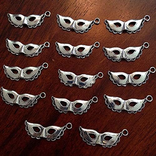 Amazon.com: Bulk 20 Mask Charms Antique Silver Mask Charms Masquerade ...