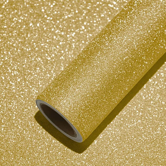 SUNBIRD Gold Glitter Vinyl Roll Self Adhesive Contact Paper 24 X 60 ...