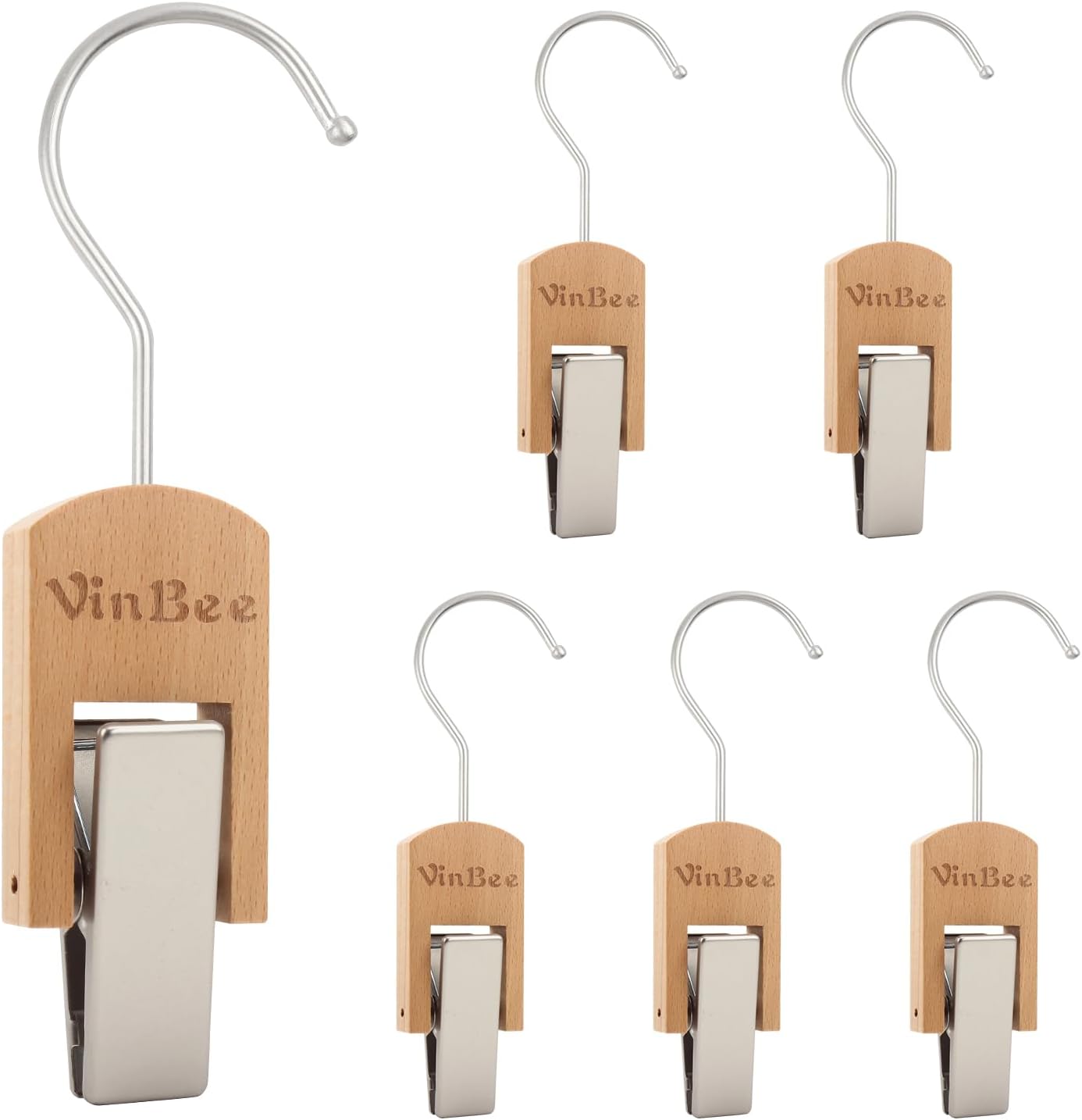Amazon.com: VinBee 6Pcs Laundry Hooks Clips Hanger Wooden Laundry Clips ...