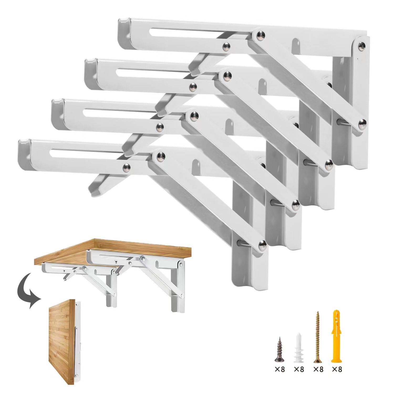 Amazon.com: Folding Shelf Brackets, 12 Inch 4 Pcs Heavy Duty Wall ...