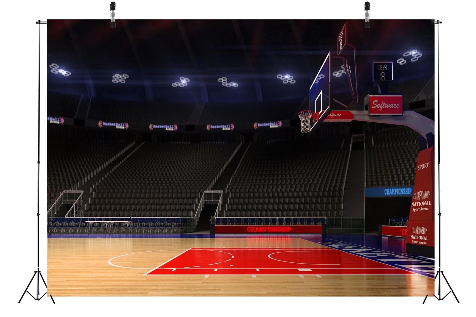 Empty Basketball Court Side View