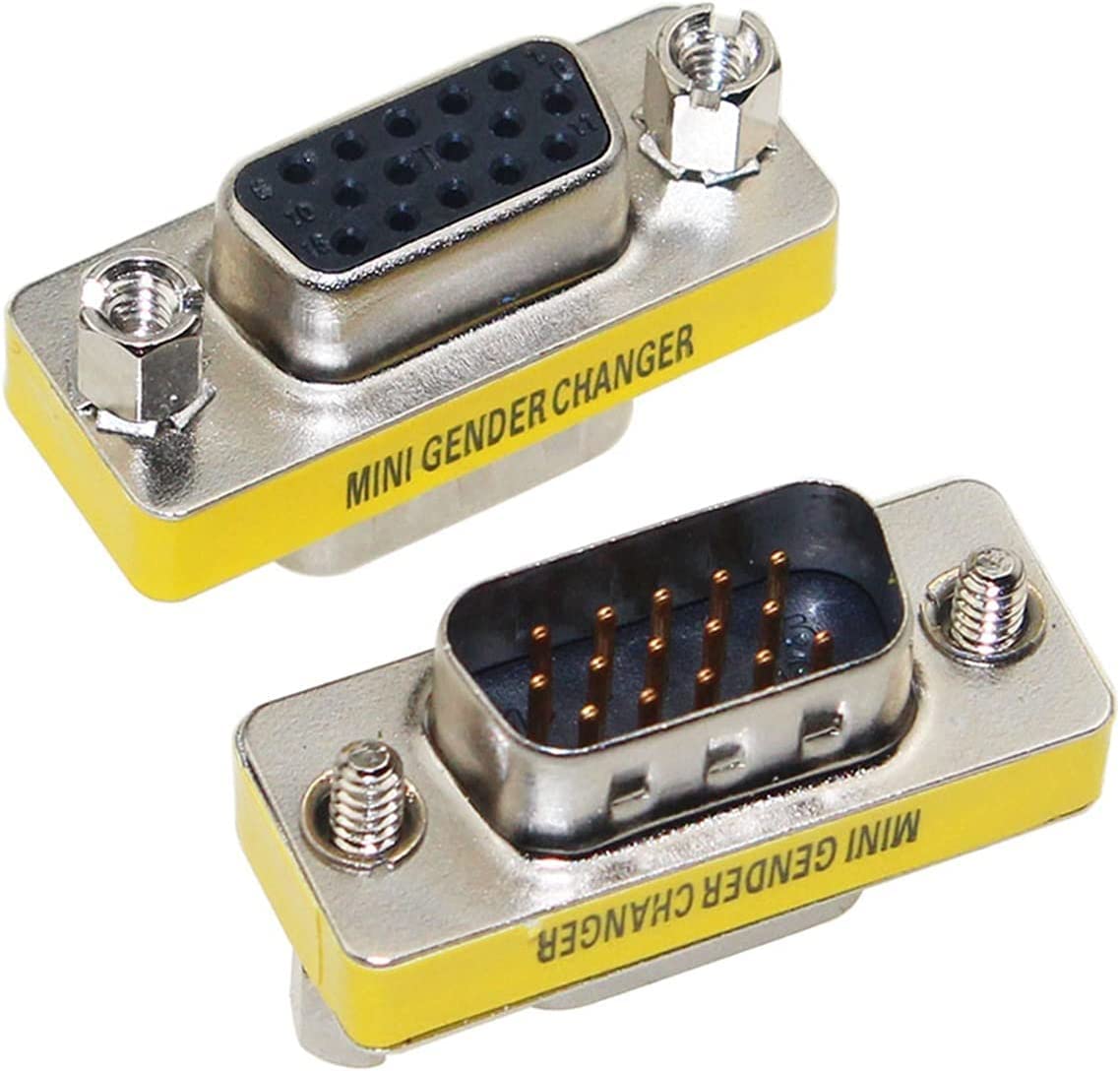 Multibao 2 Pack 15Pin VGA SVGA Gender Changer Adaptor Connector Male To ...