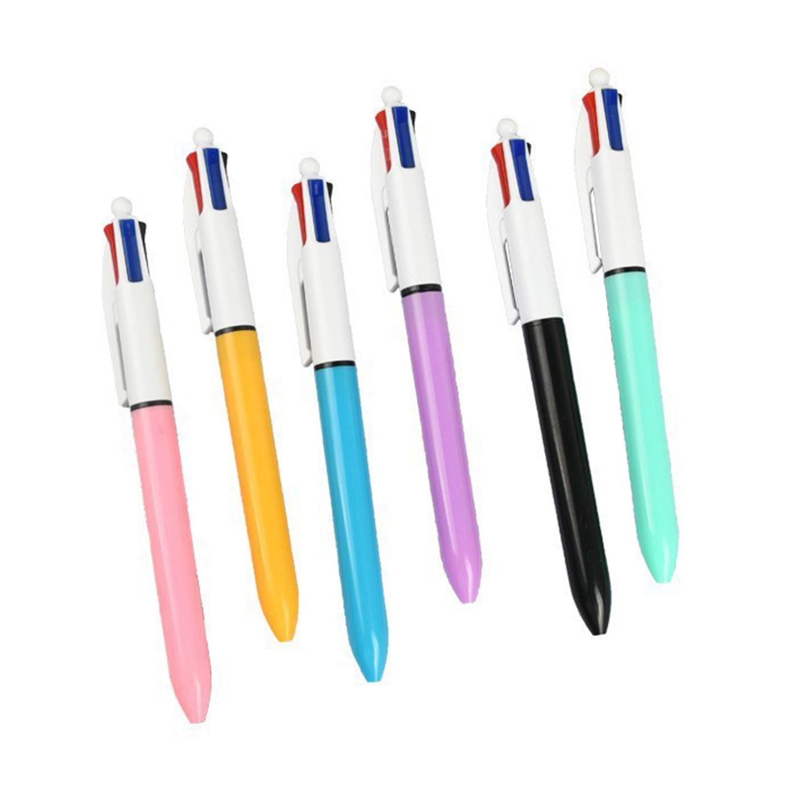 6 Pcs Retractable Ballpoint Pen 4 in 1 Multicolor Pen 4 Colors Shuttle ...