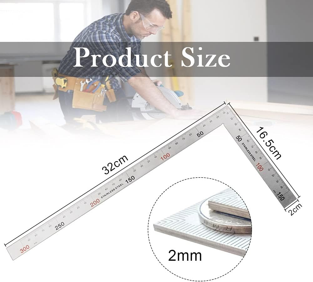 QUCUMER 1 Pcs L Square Ruler, Stainless Steel Framing Square Right ...