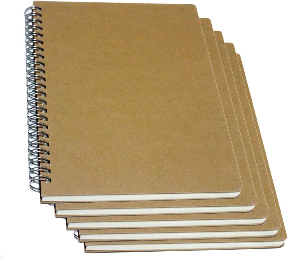 Amazon.com : Lined Spiral Notebook, 3PCS Kraft Cover Spiral Journal, 5 ...