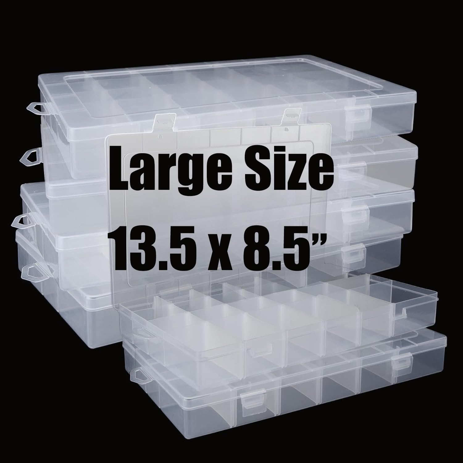 Amazon.com: 4Pack Large 24 Grids Plastic Organizer Box with Dividers ...