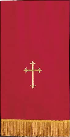 Needzo Reversible Pulpit Scarf, Red and White with Gold Colored Fringe ...