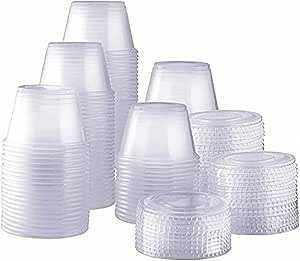 QNP Supplies (2500 Sets) Small Plastic Portion Cups with Lids (2oz ...