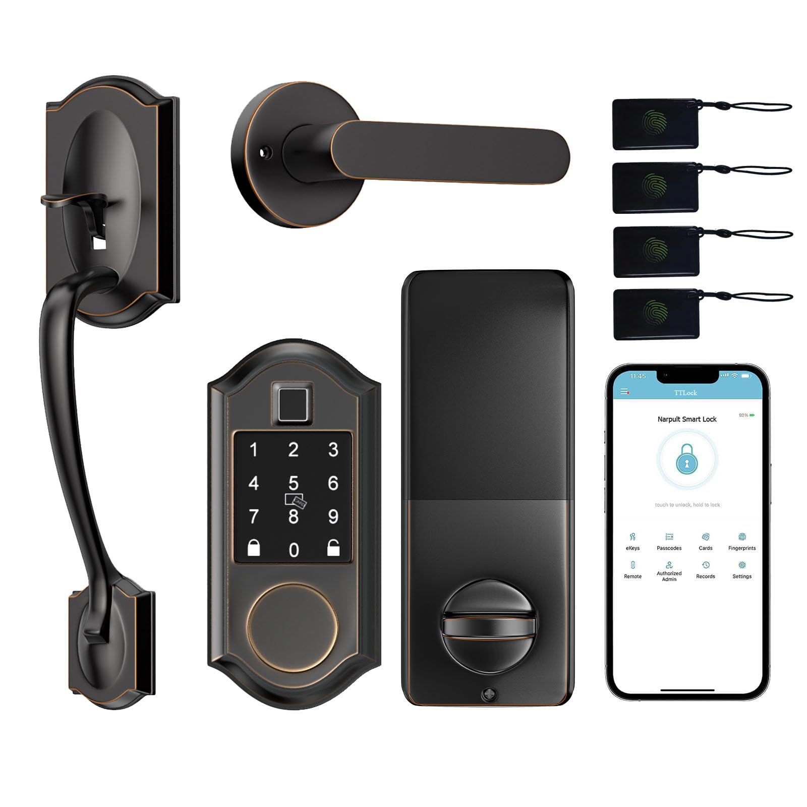 Smart Locks for Front Door, Keyless Entry Door Lock with Handle Set ...