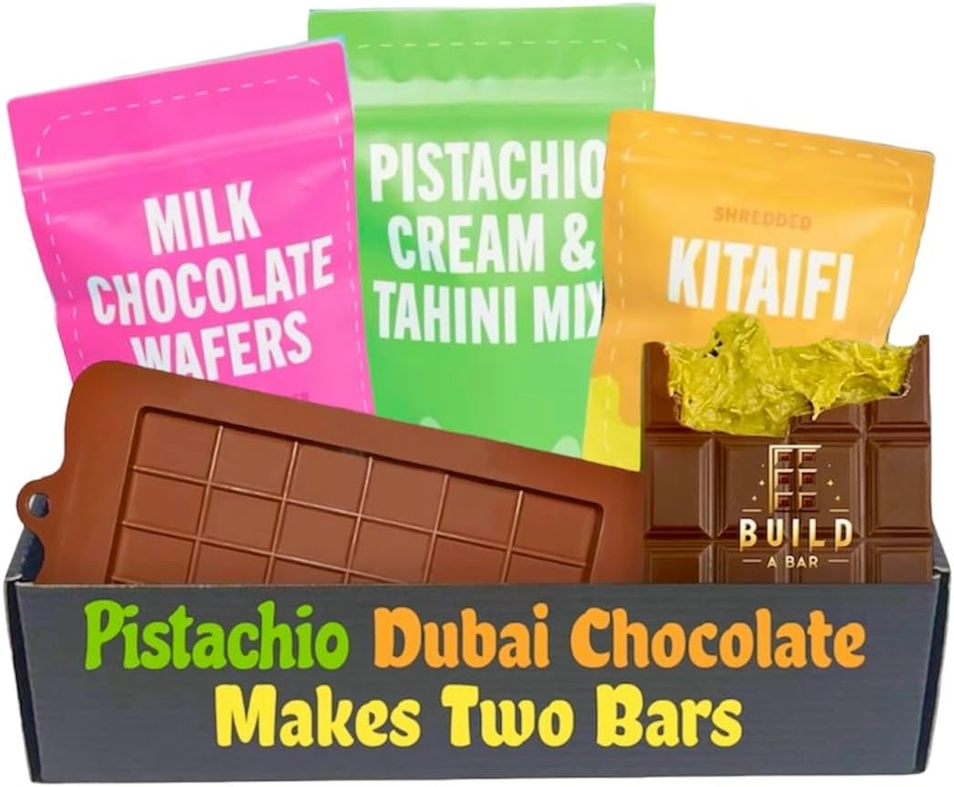 Amazon.com: Dubai Chocolate Bar DIY Kit – Includes Mold, 12.3 oz Melting Wafers, 3.5 oz Kataifi ...