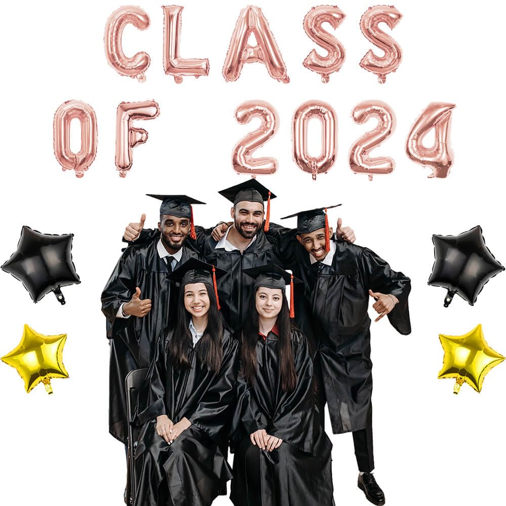 Pargleev Class of 2024 Balloons with Star Hanging Foil Balloons Letter ...