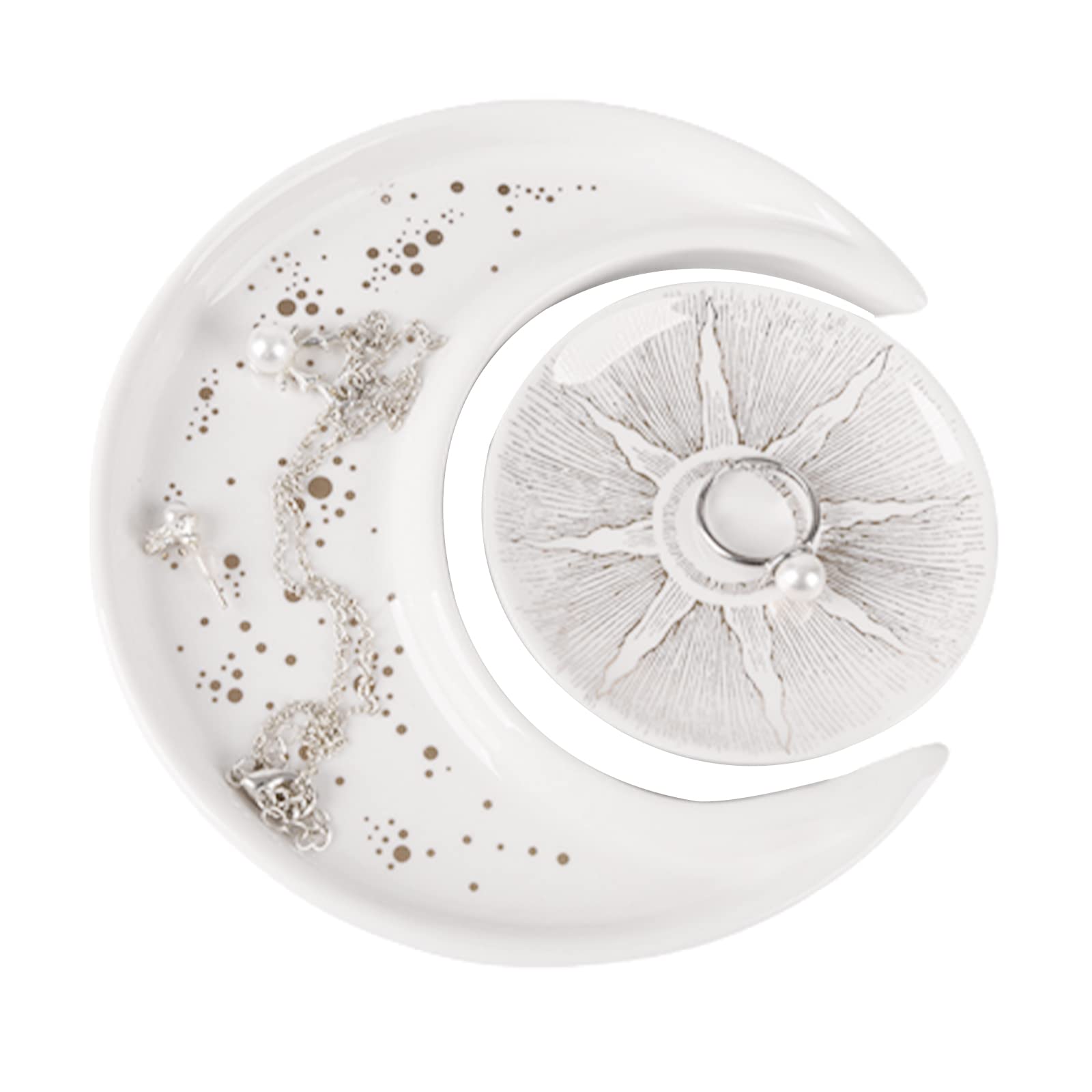 2 Pcs Trinket Dish Moon Tray Crystal Holder And Display Moon Jewelry ...