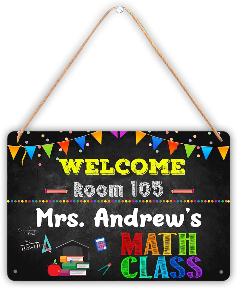 Amazon.com : Personalized Name Welcome Math Class Metal Sign Welcome Classroom Sign Welcome to ...