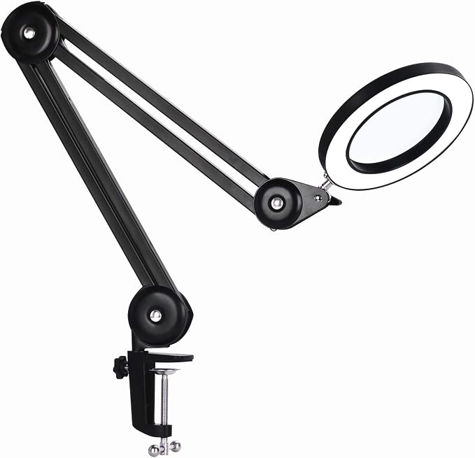 Magnifying Glass with Light and Clamp, Magnifying Lamp with 4.2'' 5X ...