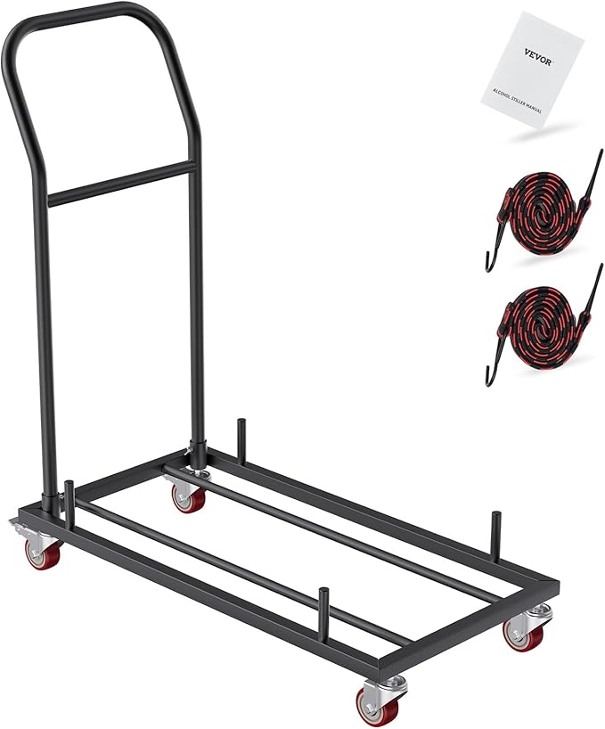 VEVOR Folding Chair Cart, Iron Commercial Trolley with 12 Chairs ...