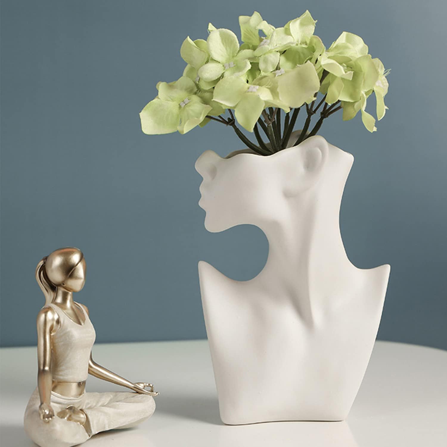 Winter Shore Vase Blanc Ceramique en Forme de Visage - Vase Pampa ...