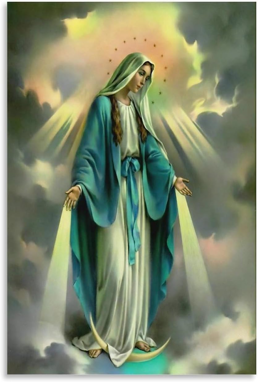 Amazon.com: Vintage Virgin Mary Framed Canvas, Christian Poster ...